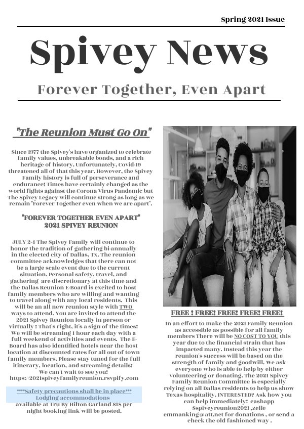 2021 Spivey Family Reunion Newsletter by Emmanuel King - Flipsnack