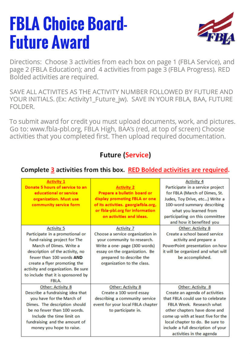 FBLA Choice Board by Denise Wells - Flipsnack