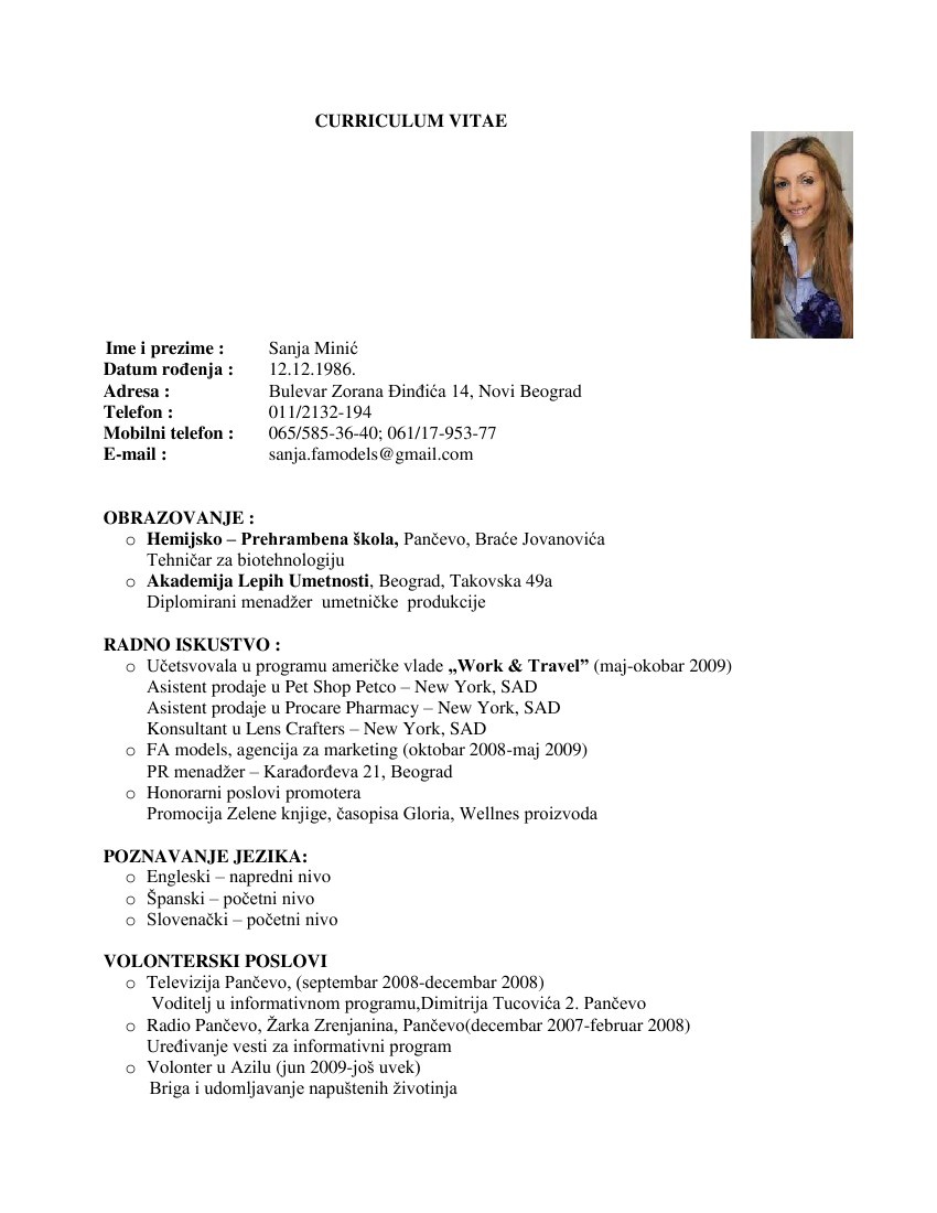 Sanja Minic CV, dokumenti by Sanja Minic - Flipsnack