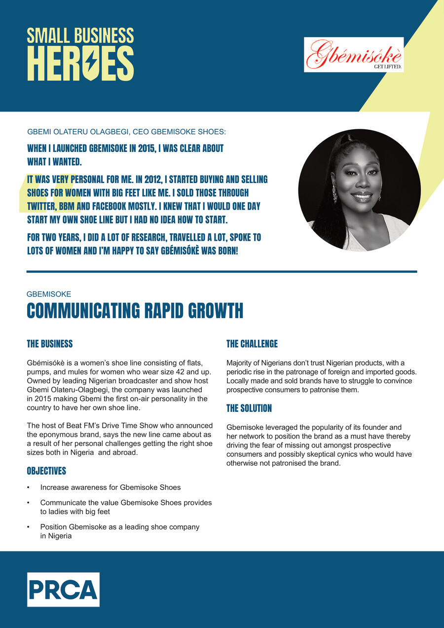 Small Business Heroes Campaign - Gbemisoke by PRCA - Flipsnack