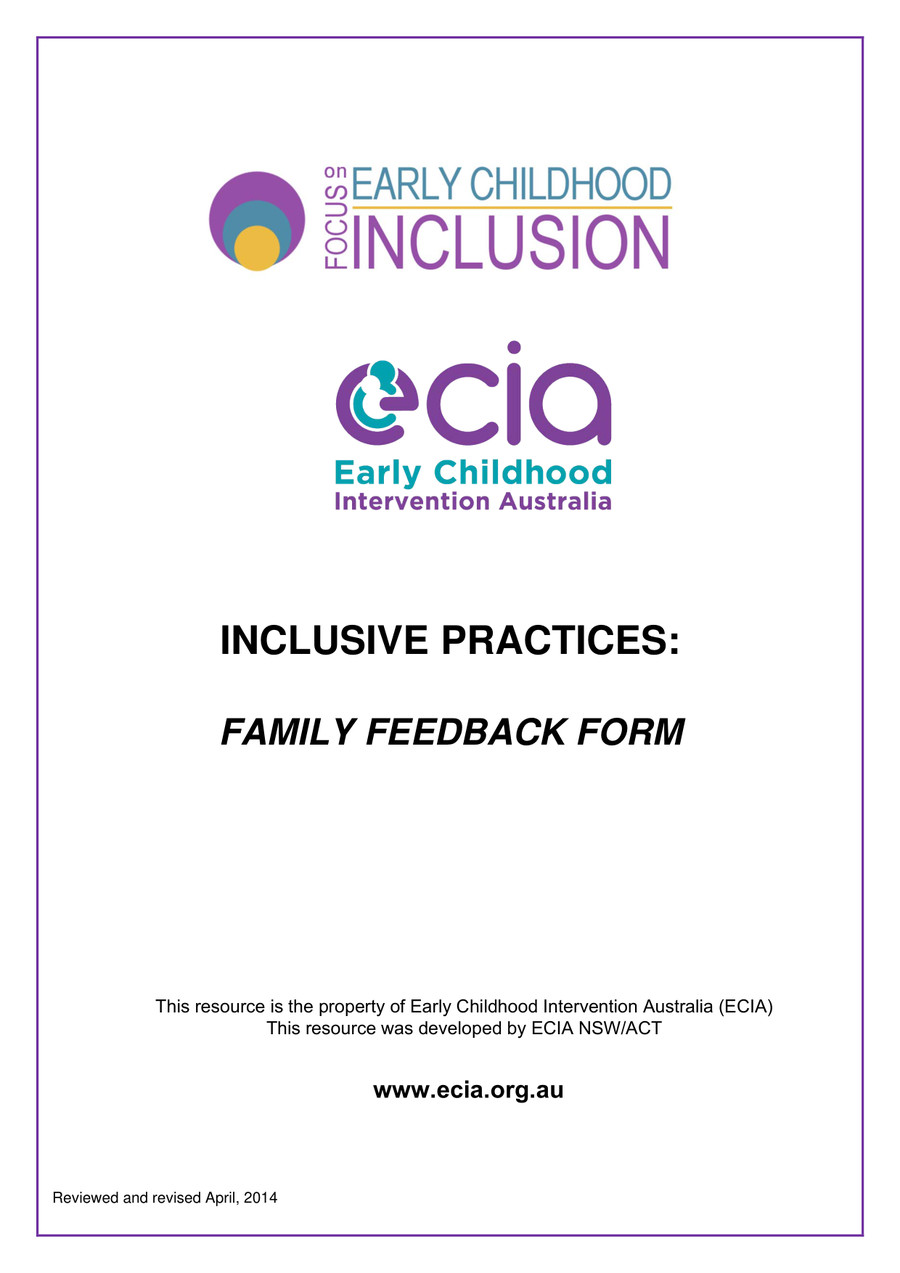 ECIA Inclusion Tool Family Feedback Form by Reimagine Australia - Flipsnack