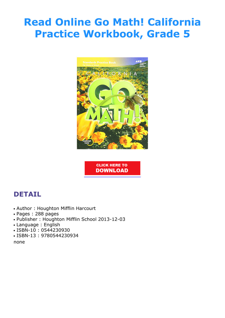 Read Online Go Math! California Practice Workbook, Grade 5 by fishw ...