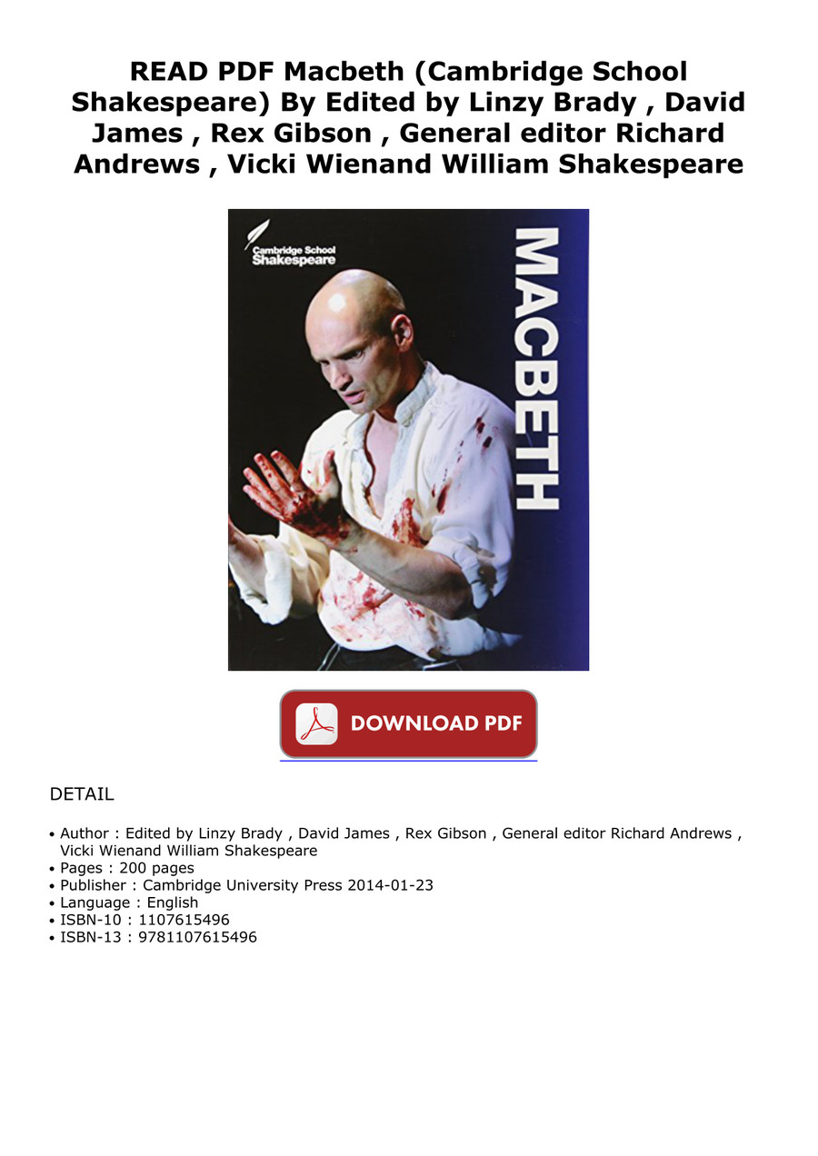 READ PDF Macbeth (Cambridge School Shakespeare) By Edited by by ...