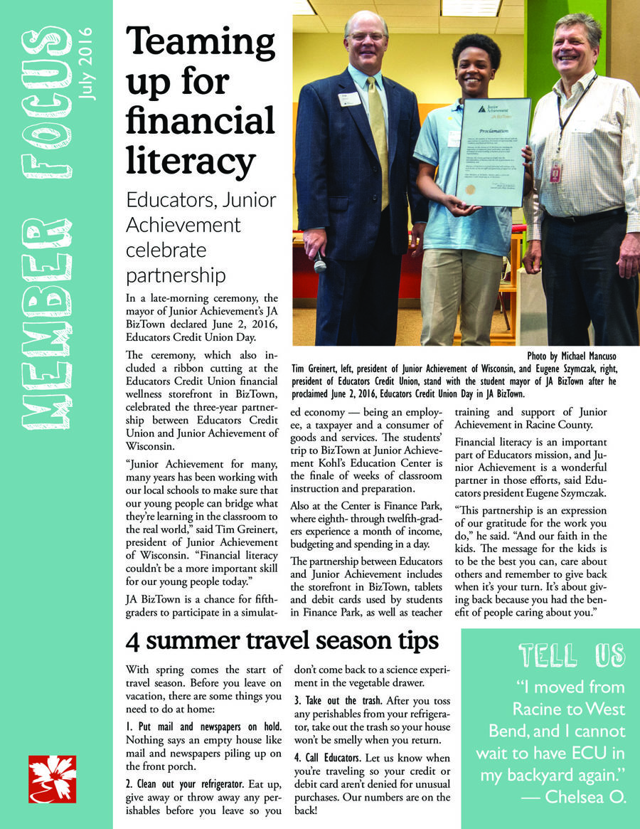 July 2016 Member Focus Newsletter by Educators... - Flipsnack