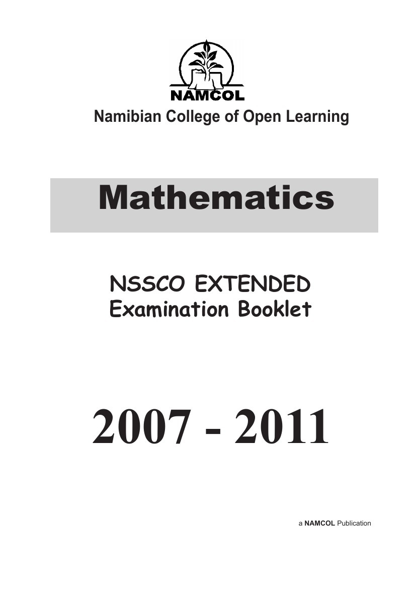 NSSCO MATHEMATICS EXTENDED EXAMINATION BOOKLET 2007-2011 by Jason ...