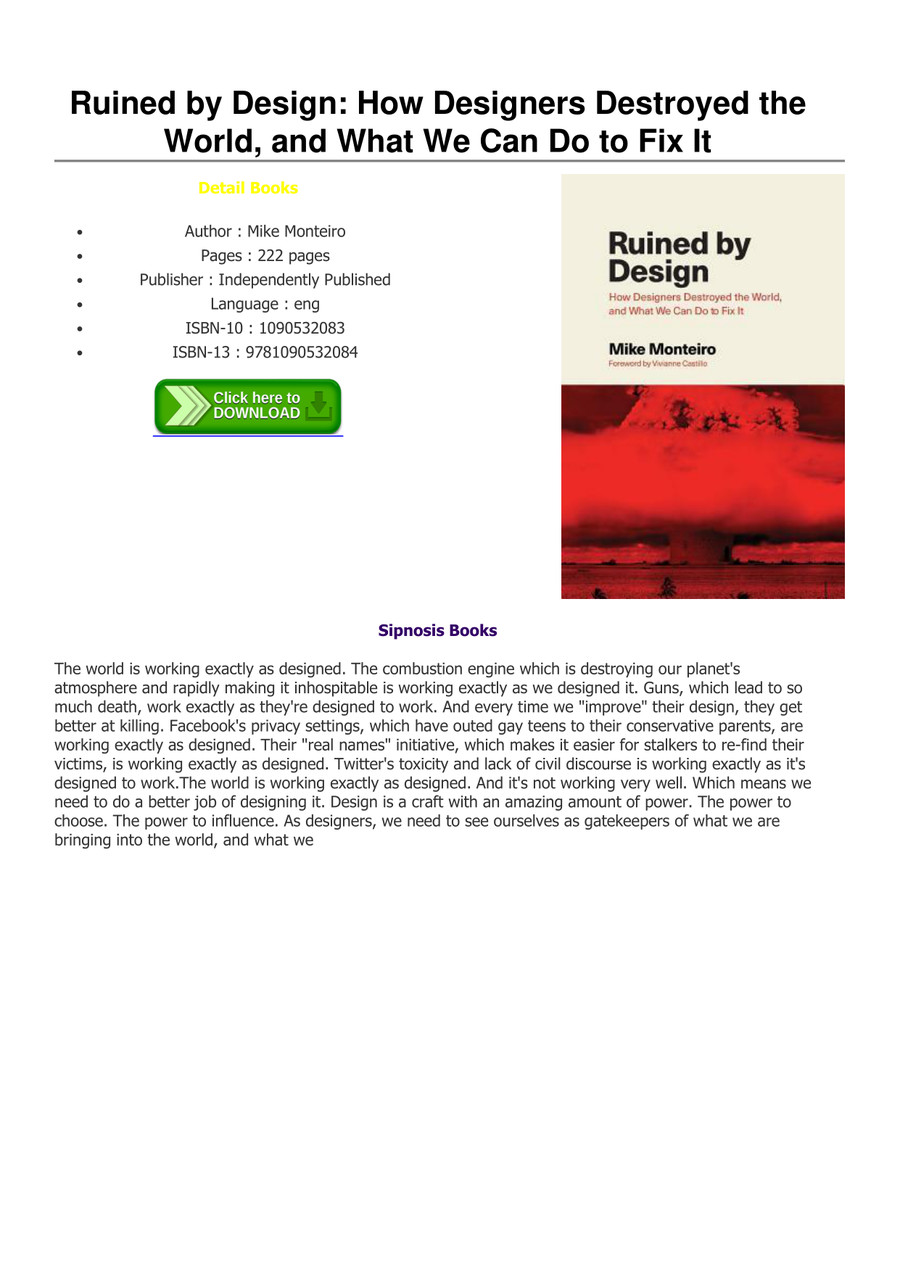 PDF Download Ruined by Design: How Designers Destroyed the World by ...