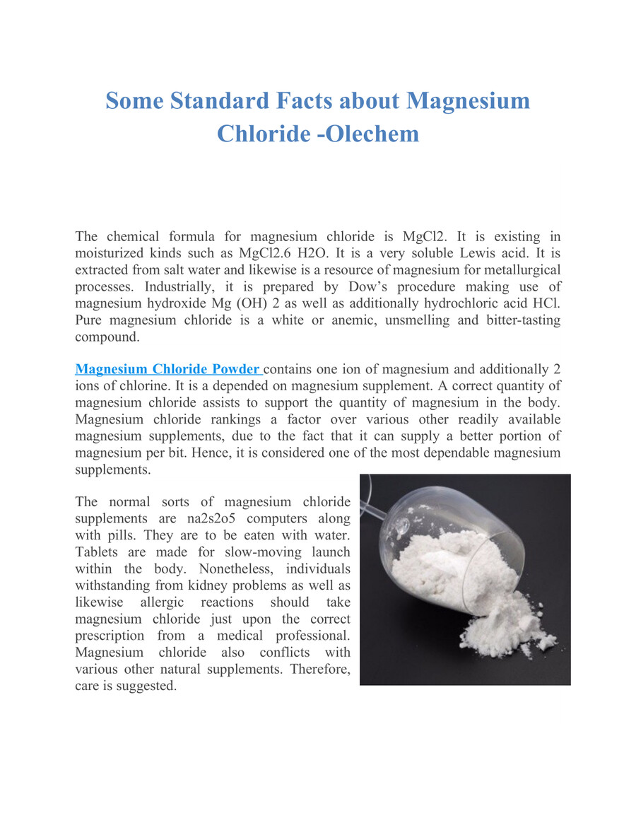 Magnesium Chloride Powder by OLE Chemical - Flipsnack