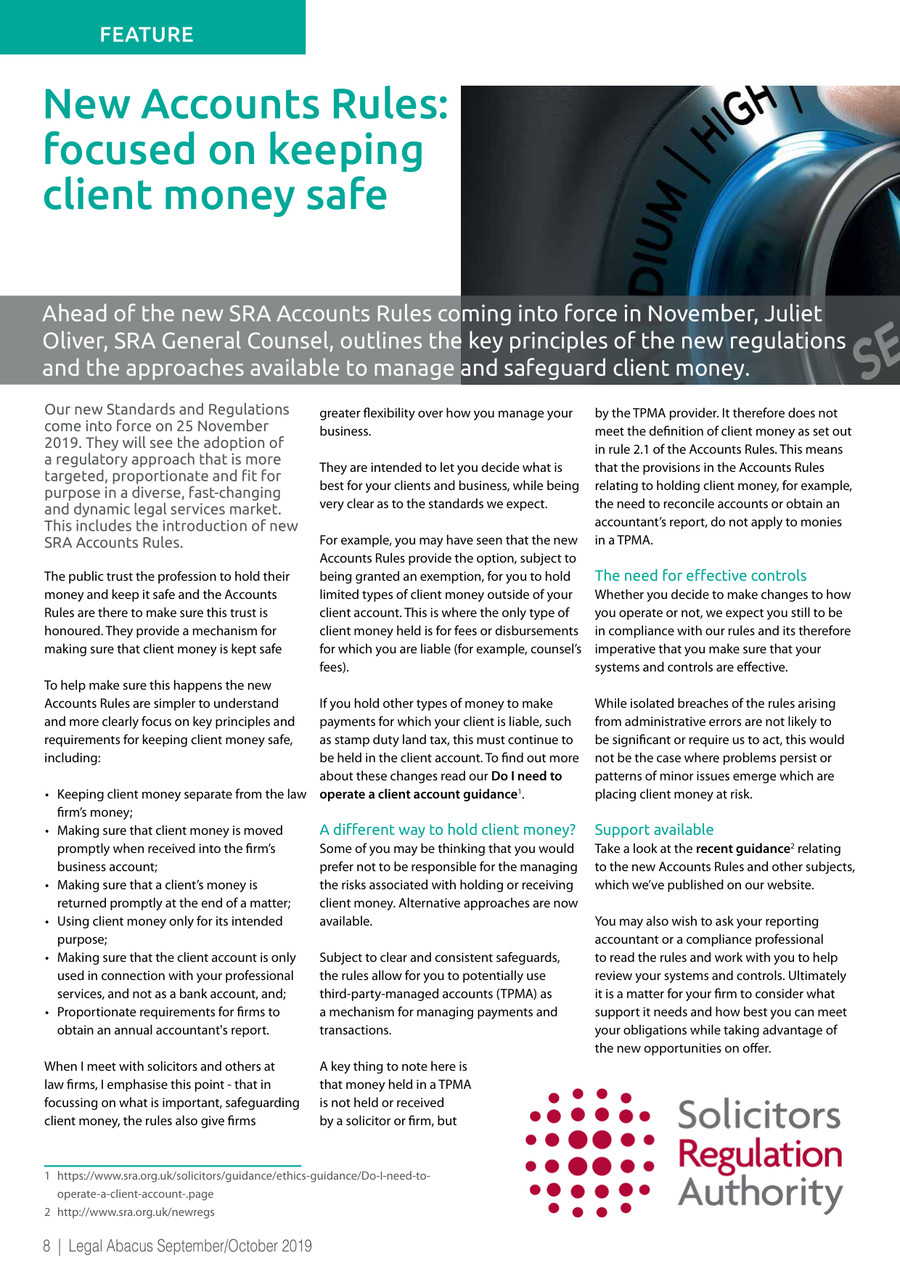 New Accounts Rules: focused on keeping client money safe by The ...