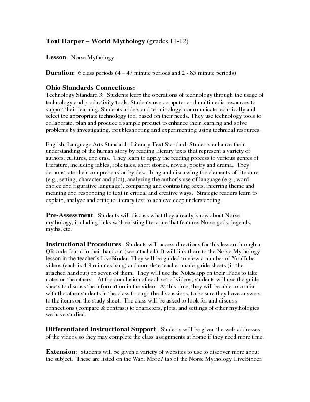 Norse Mythology Lesson Plan with Attachments by nl_tharper - Flipsnack
