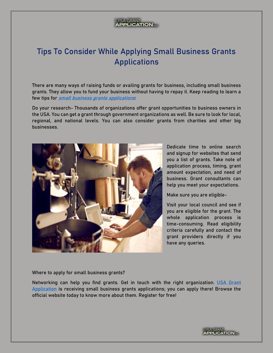 Tips Consider While Applying Small Business Grants Application by USA ...