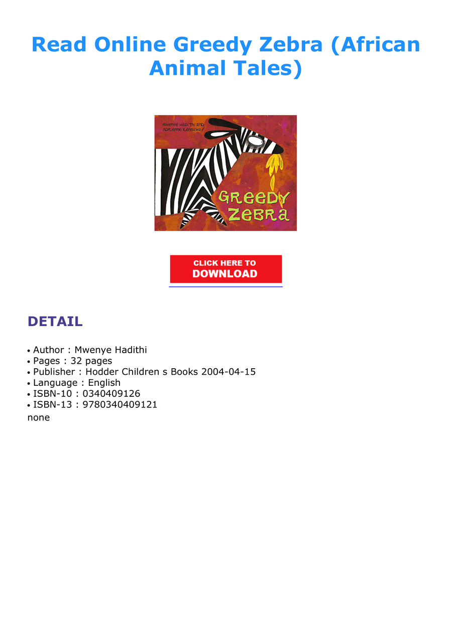 Read Online Greedy Zebra (African Animal Tales) by hypolimn - Flipsnack