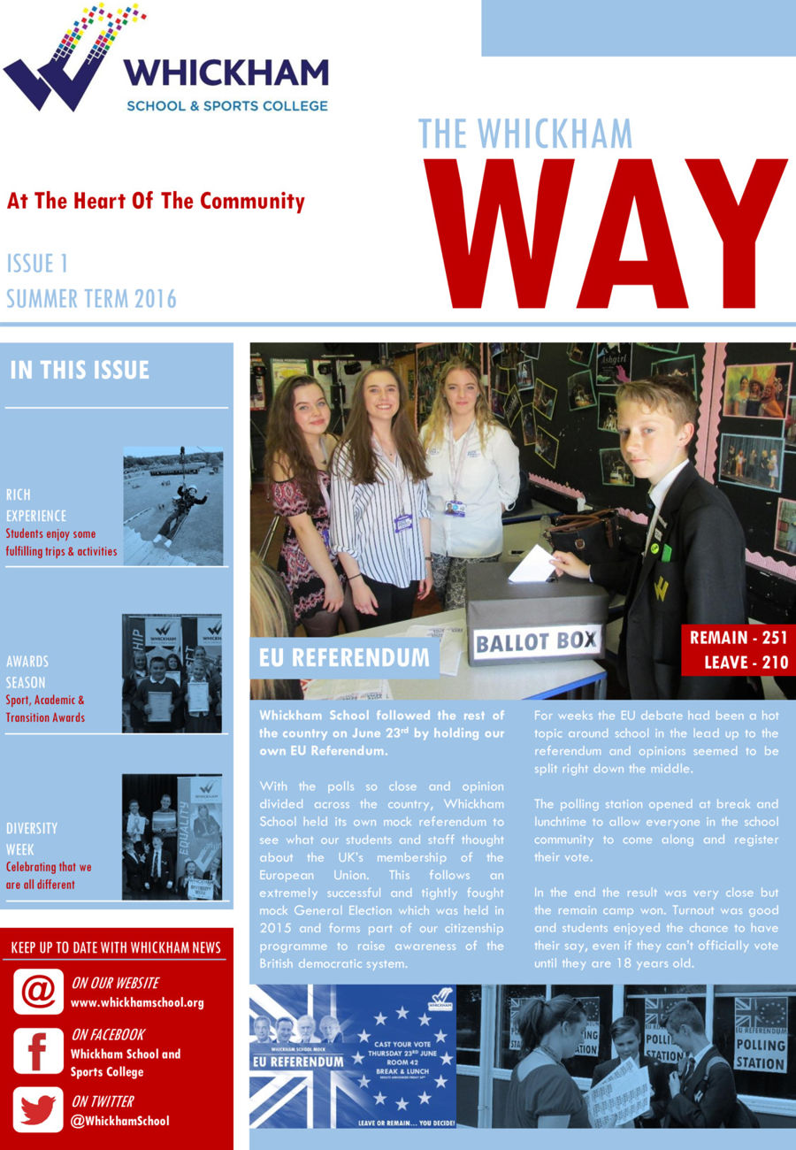 THE WHICKHAM WAY ISSUE 1 by whickhamschool - Flipsnack