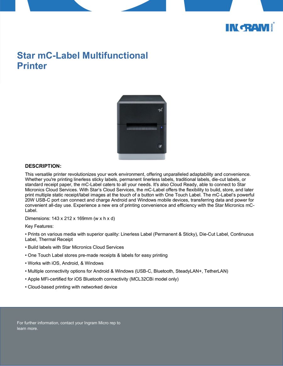 Star mC-Label Multifunctional Printer by Ingram Micro...