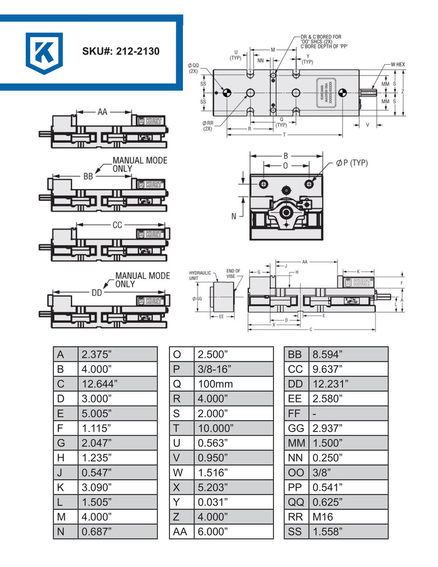 212-2130 Kurt Vise Dimension Sheet by Shars Tool - Flipsnack