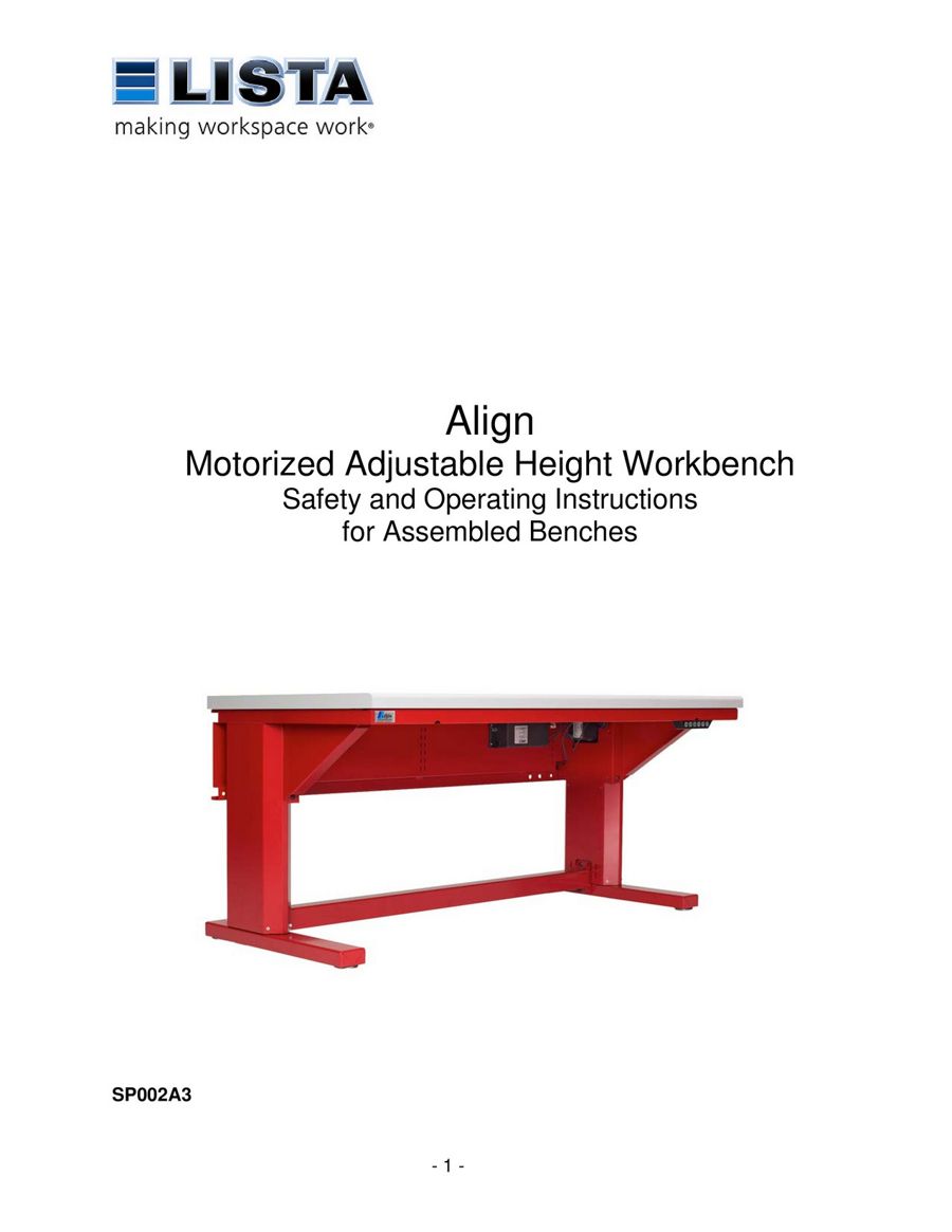 Align Motorized Adjustable Height Workbench | LISTA by Smart Storage ...