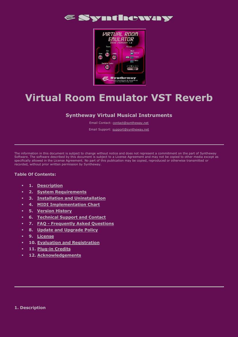 Virtual Room Emulator VST Plugin Reverb by Syntheway by... - Flipsnack