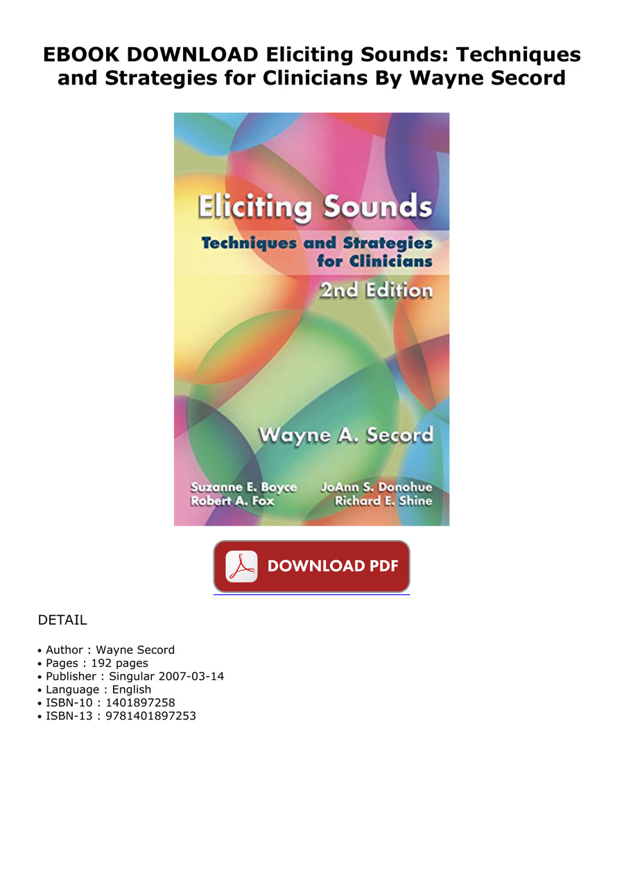 EBOOK DOWNLOAD Eliciting Sounds: Techniques and Strategies f by ...