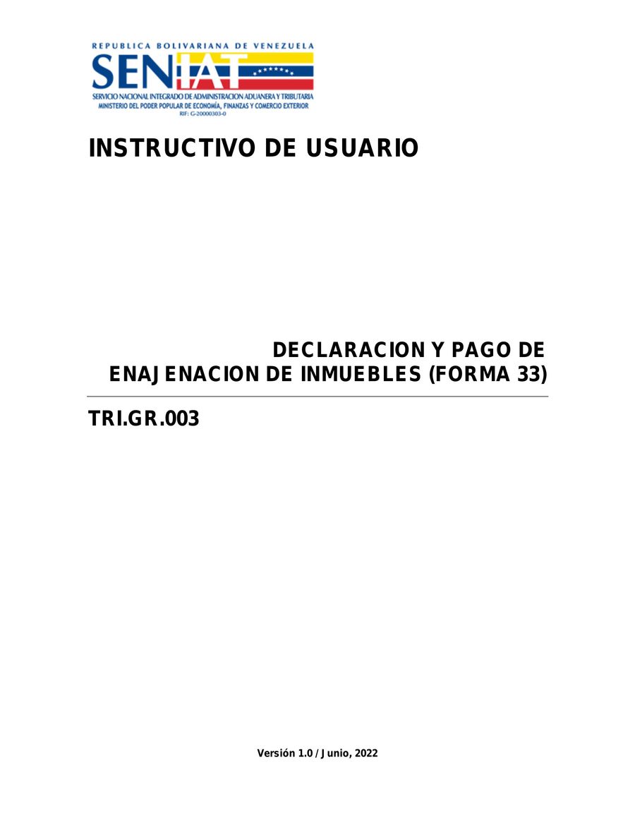 Instructivo Declaracion y Pago Forma 33 SENIAT Enajenacion d by Cima ...