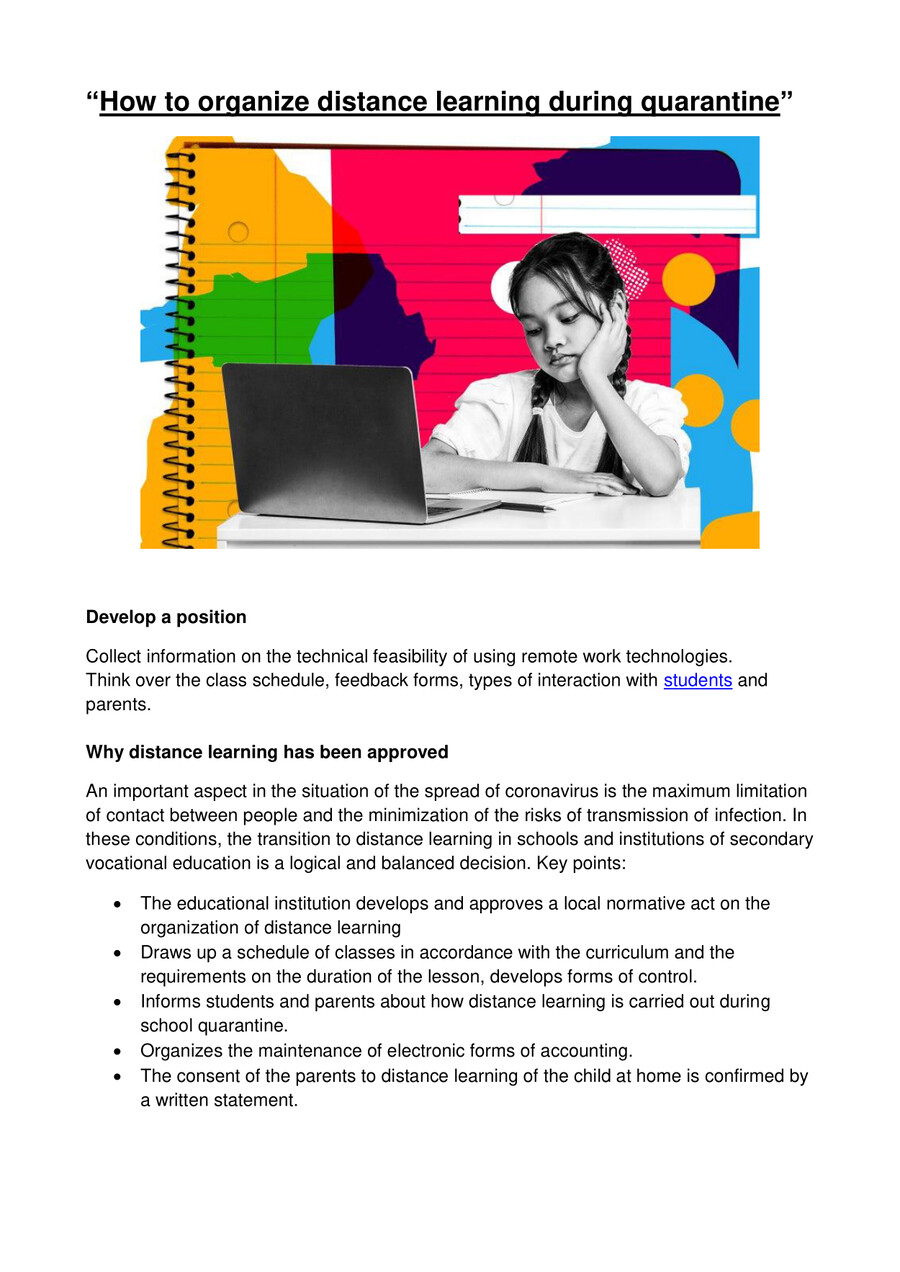 How to organize distance learning during quarantine by Richard Randle ...