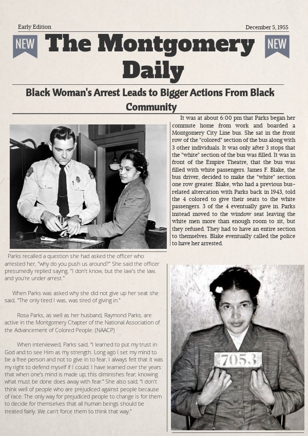 Rosa Parks News Paper by Andrew - Flipsnack
