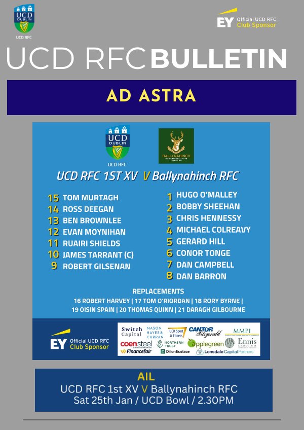 UCD RFC BULLETIN Weekend 24th Jan 2025 by Ciara O Connor - Flipsnack