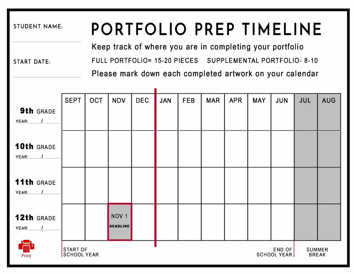 Portfolio Prep Timeline Calendar by Brandon Flye - Flipsnack