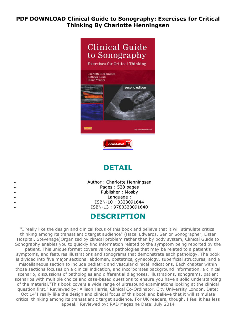 PDF DOWNLOAD Clinical Guide to Sonography: Exercises for Cri by ...