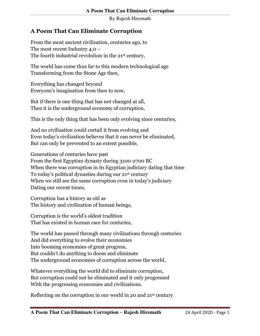 A Poem That Can Eliminate Corruption by Rajesh Hiremath - Flipsnack