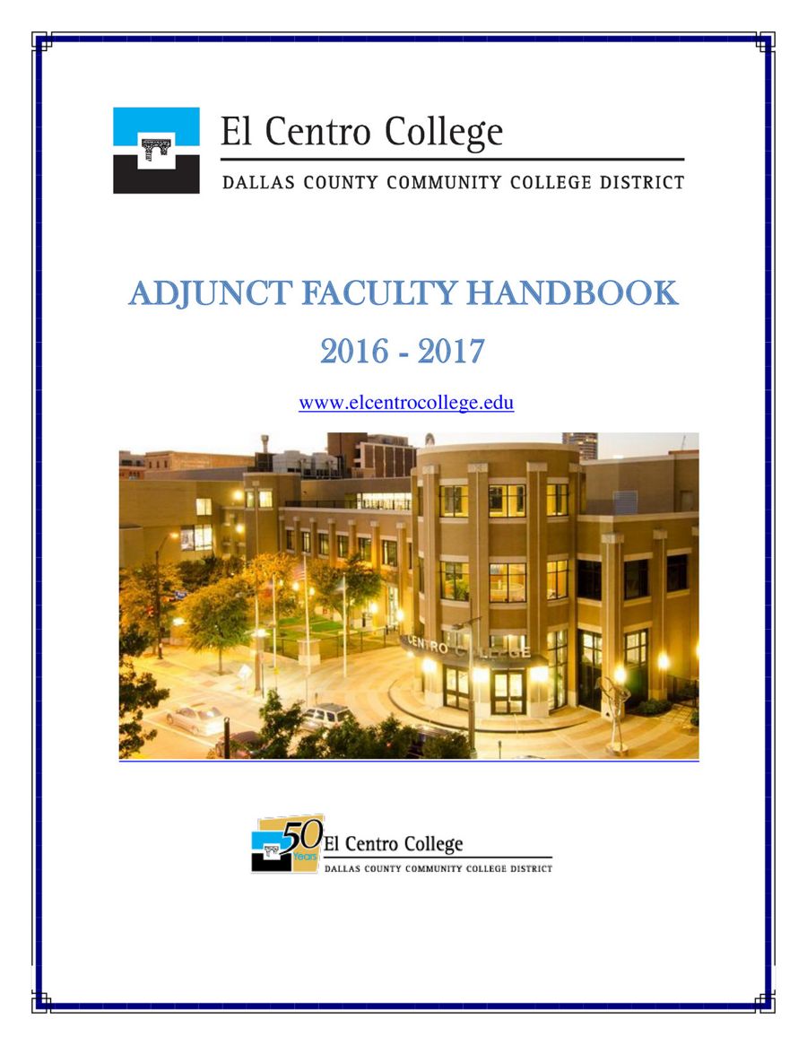 El Centro Adjunct Faculty Handbook by El Centro College - Flipsnack