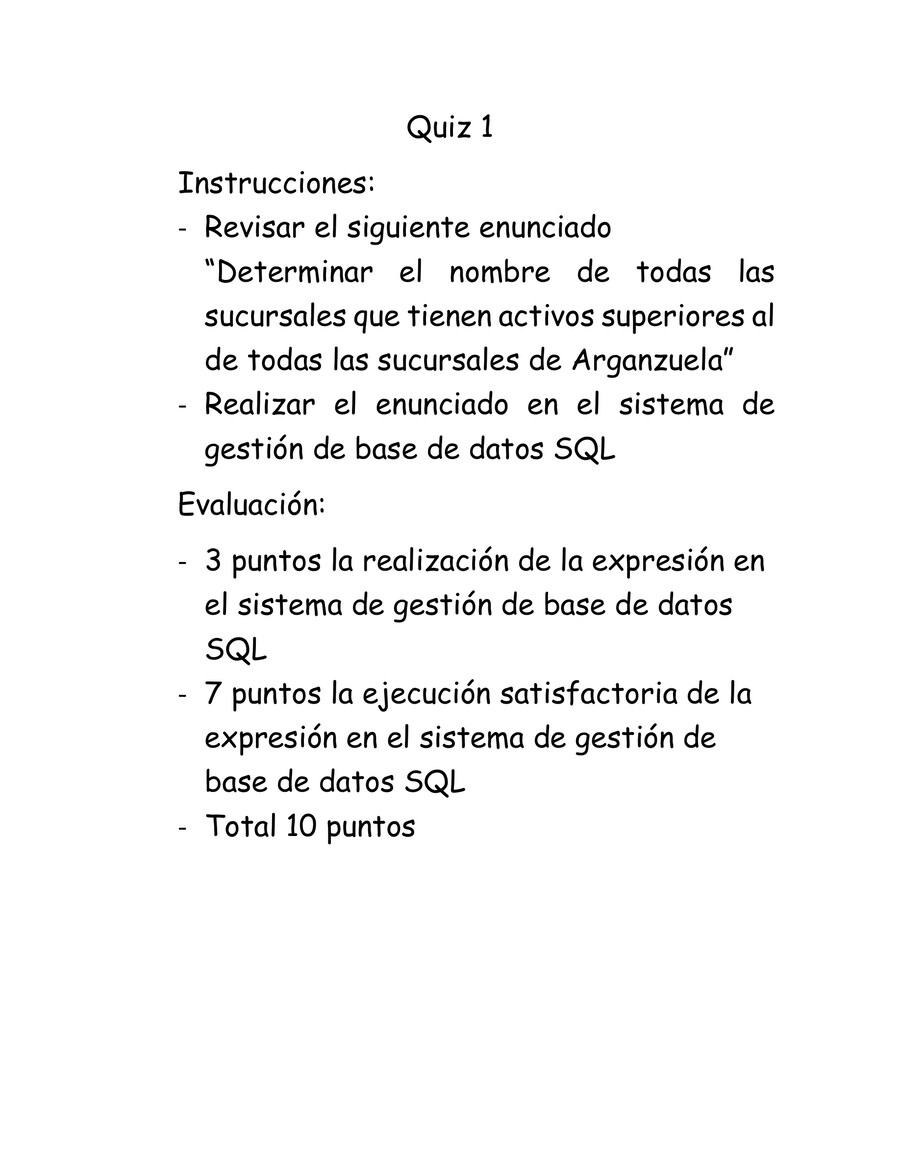 Quiz 1 Consultas Complejas en SQL by Marelisa - Flipsnack