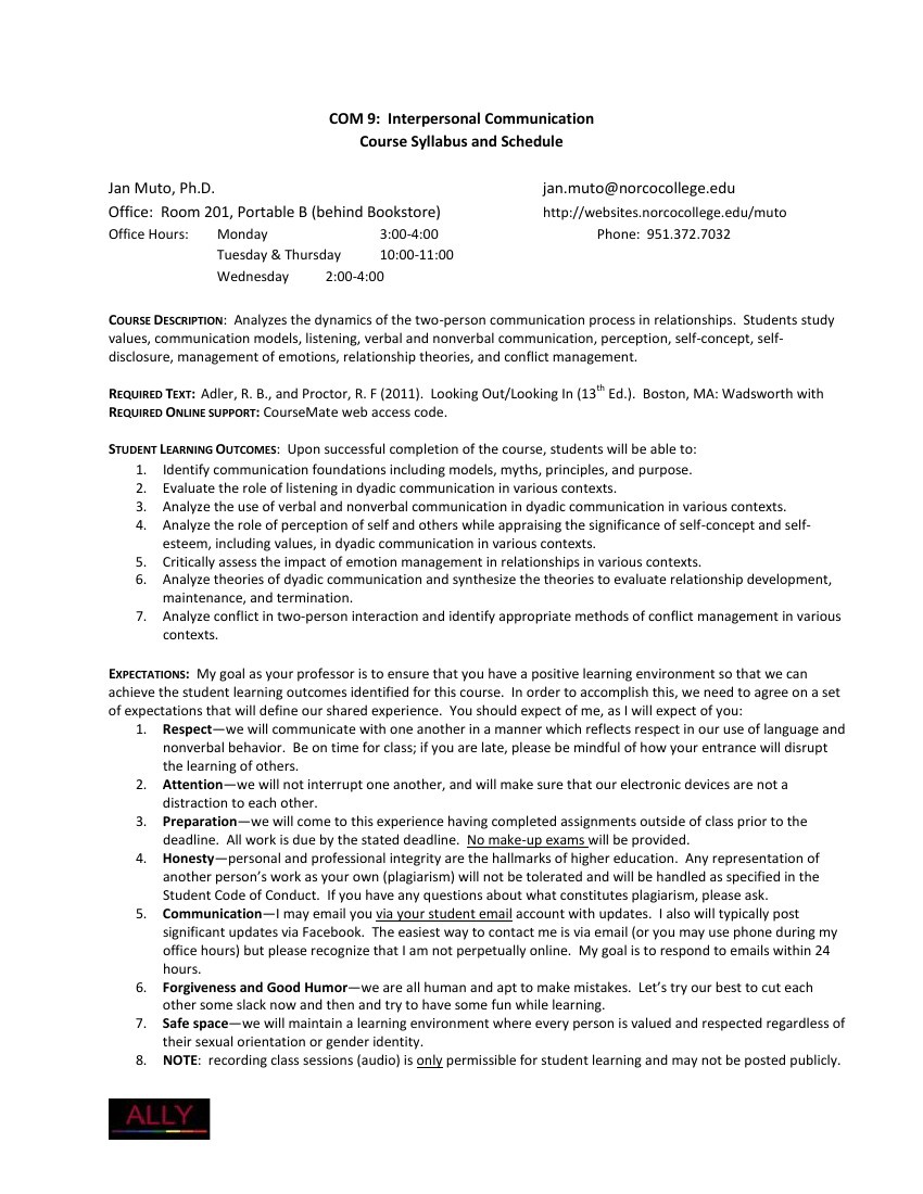 Interpersonal Communication Syllabus by Jan Muto - Flipsnack