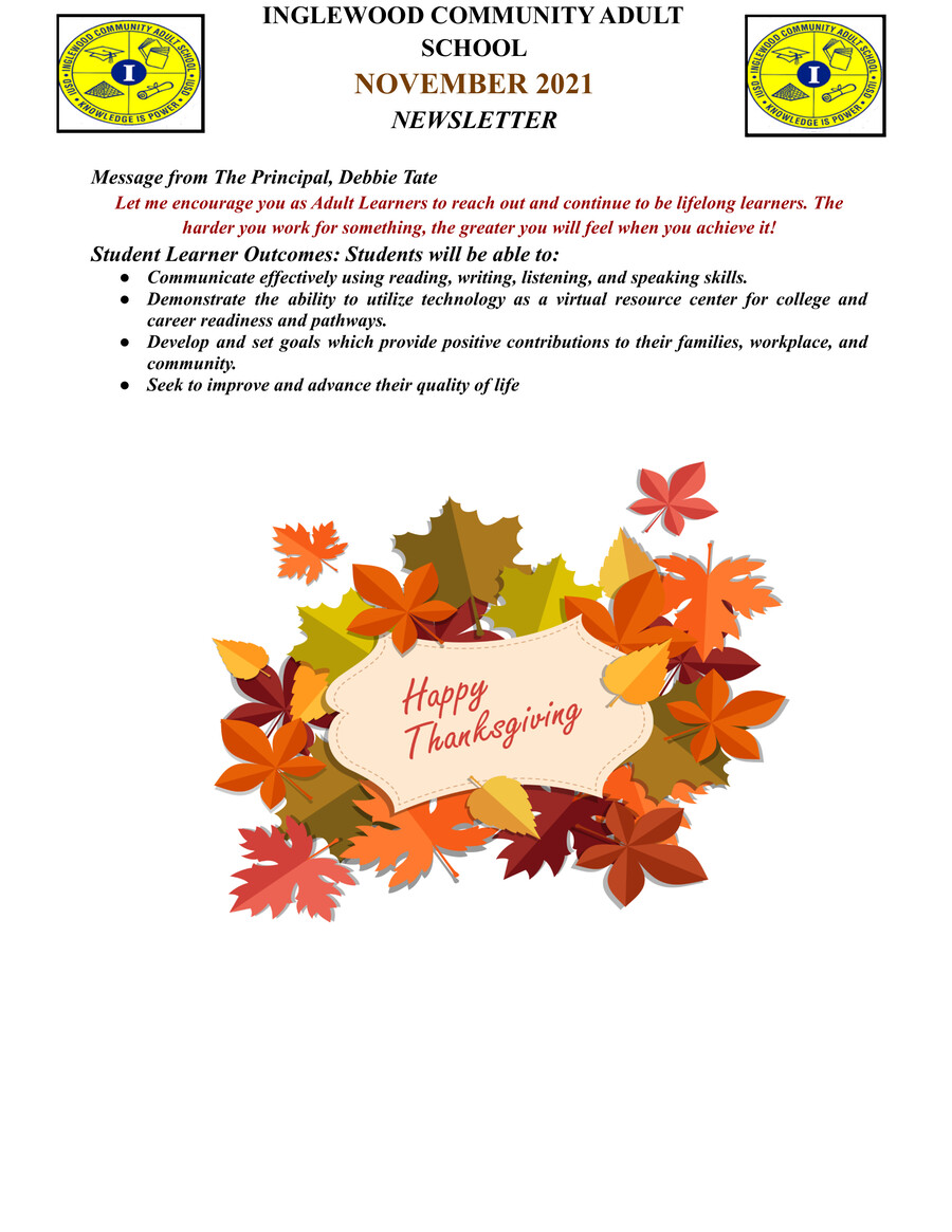 11.21 INGLEWOOD COMMUNITY ADULT SCHOOL NEWSLETTER by Edith Parra ...