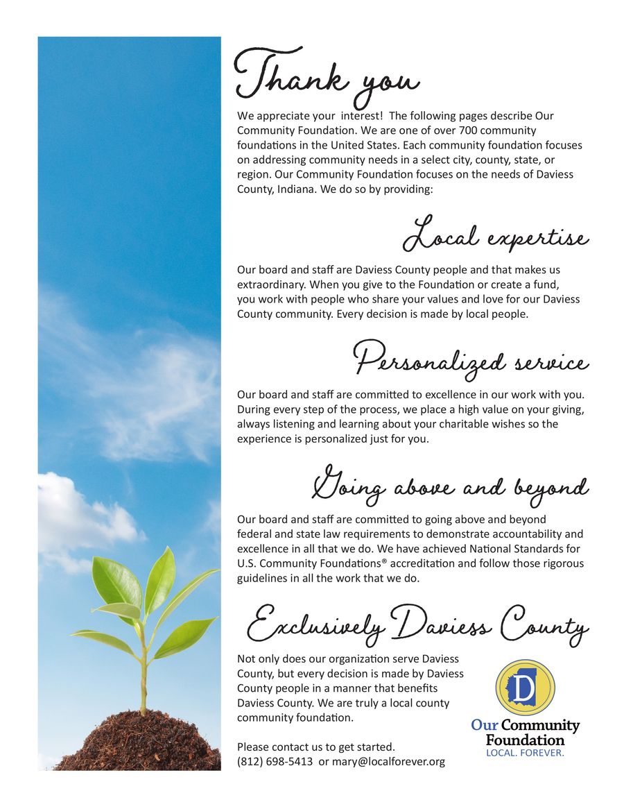 Our Community Foundation General Information e-folder by Mary Smith ...