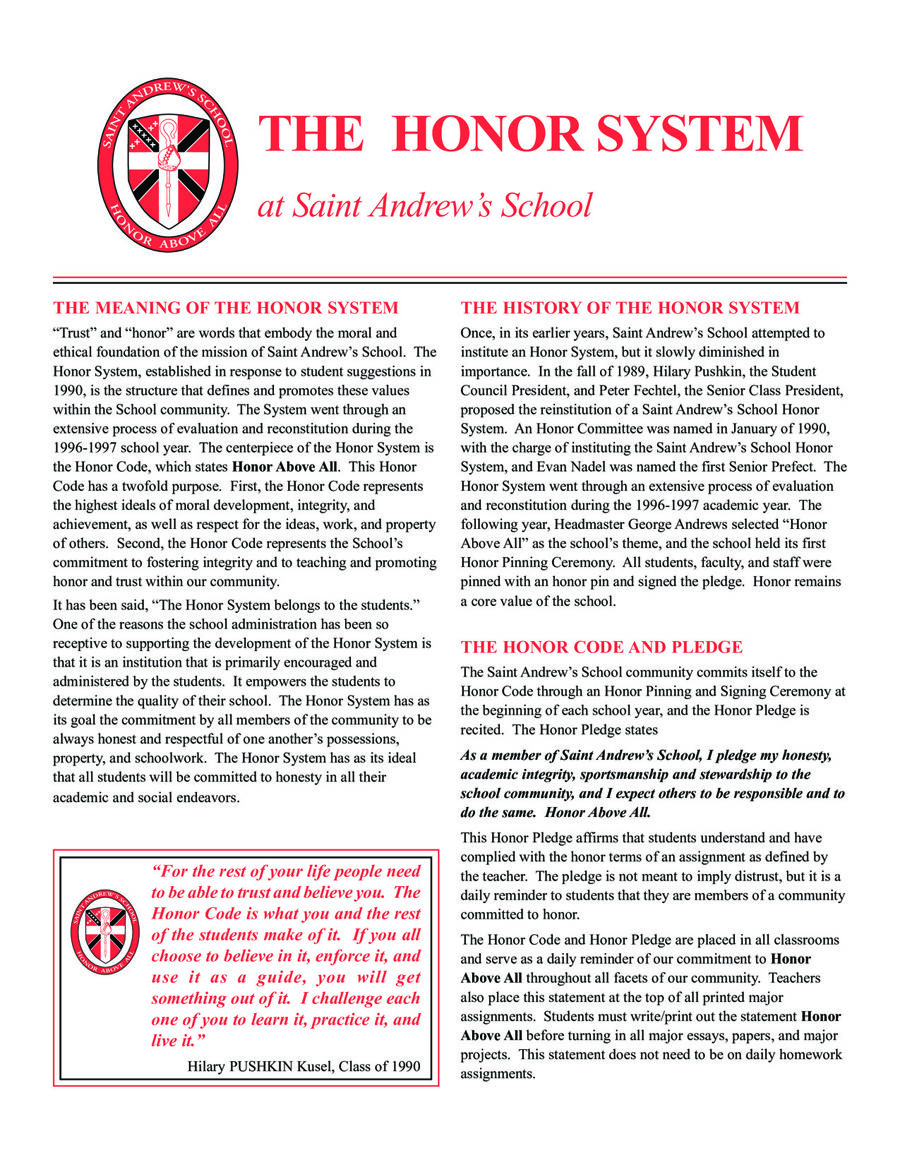 Saint Andrew's School Honor Code by Saint Andrews School - Flipsnack