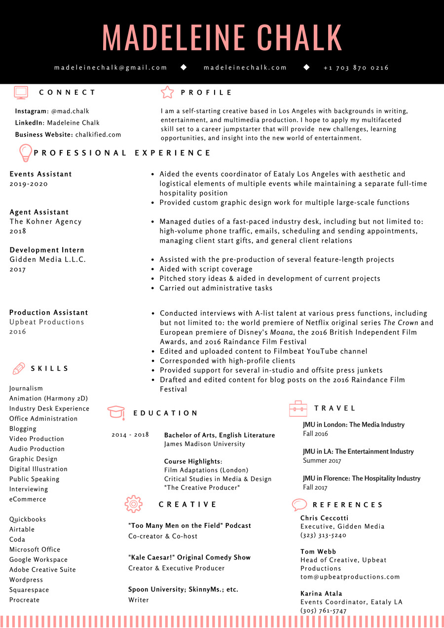 August 2021 Resumé by Madeleine Chalk - Flipsnack