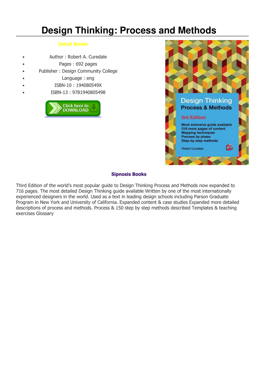 PDF Design Thinking: Process and Methods by Robert A. Curedale by ...