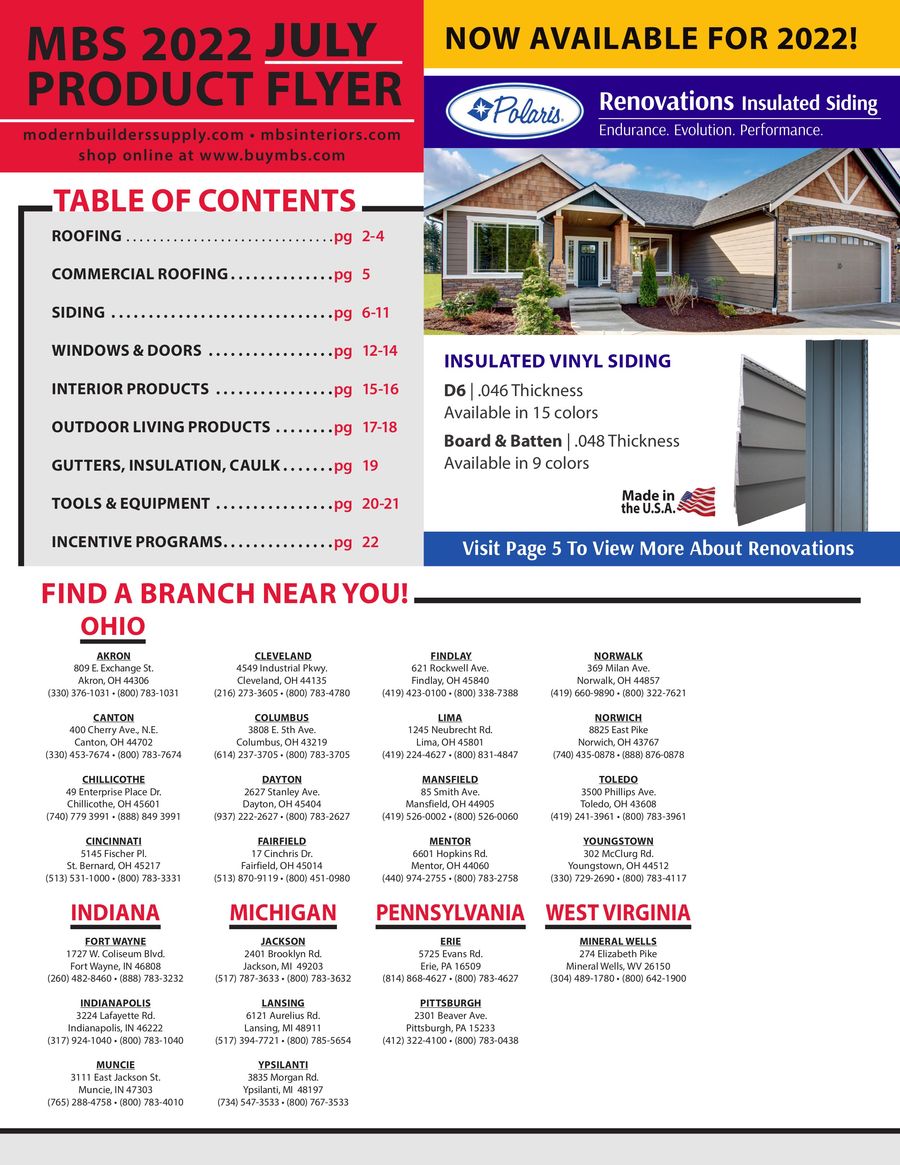 MBS Product Sales Flyer July 2022-NO Pricing by Modern Builders ...