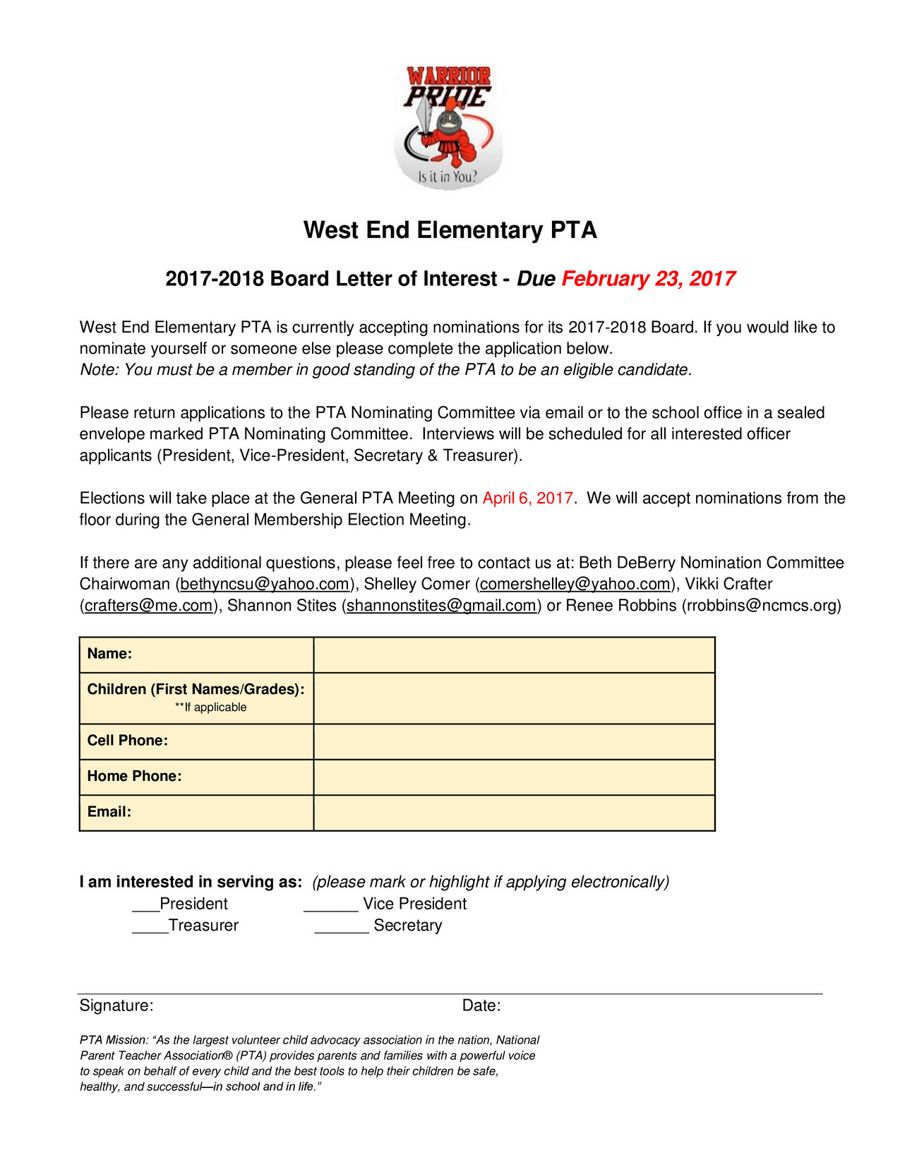 Local-PTA-Unit-Board-Letter-of-Interest-Form-Template-2017-18 by ...