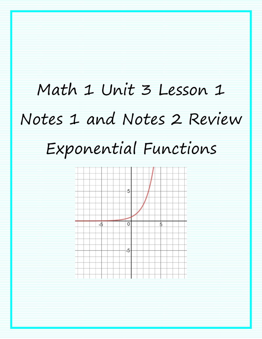 Math 1 Unit 3 Lesson 1 Notes 1 and Notes 2 Review by Deanna J Lancaster ...