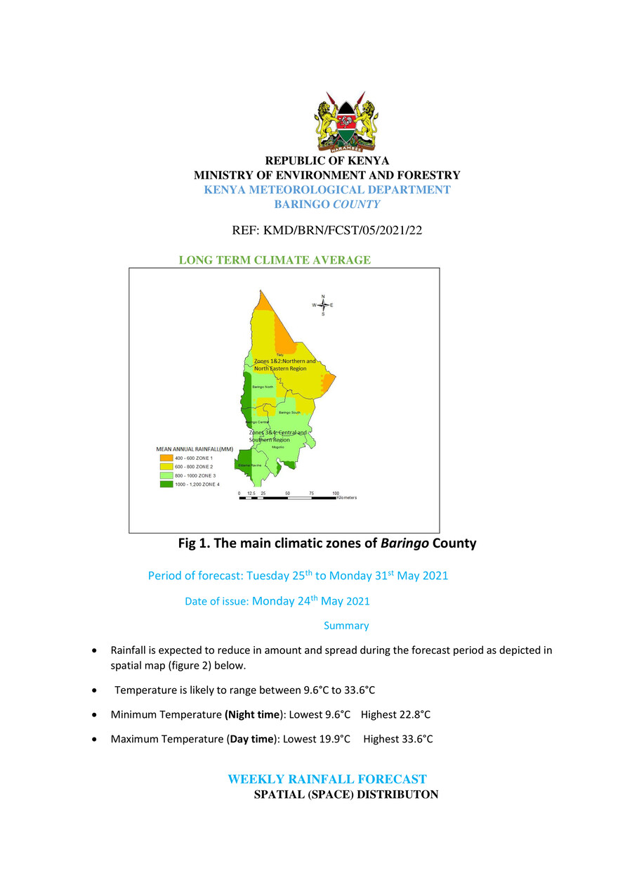 NATIONAL WEEKLY WEATHER FORECASTS 25 TO 31 MAY 2021 by Collison Lore ...