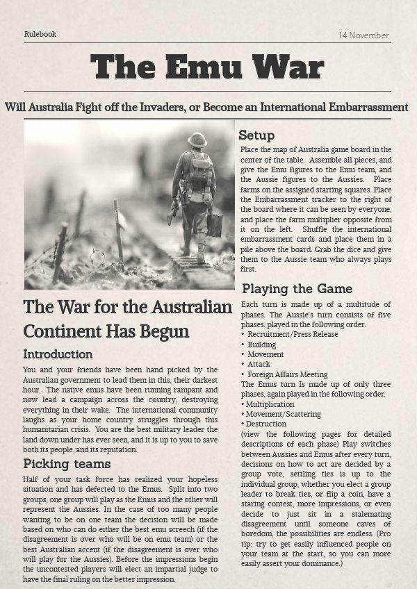 The Emu War Rulebook by Ethan Harr - Flipsnack