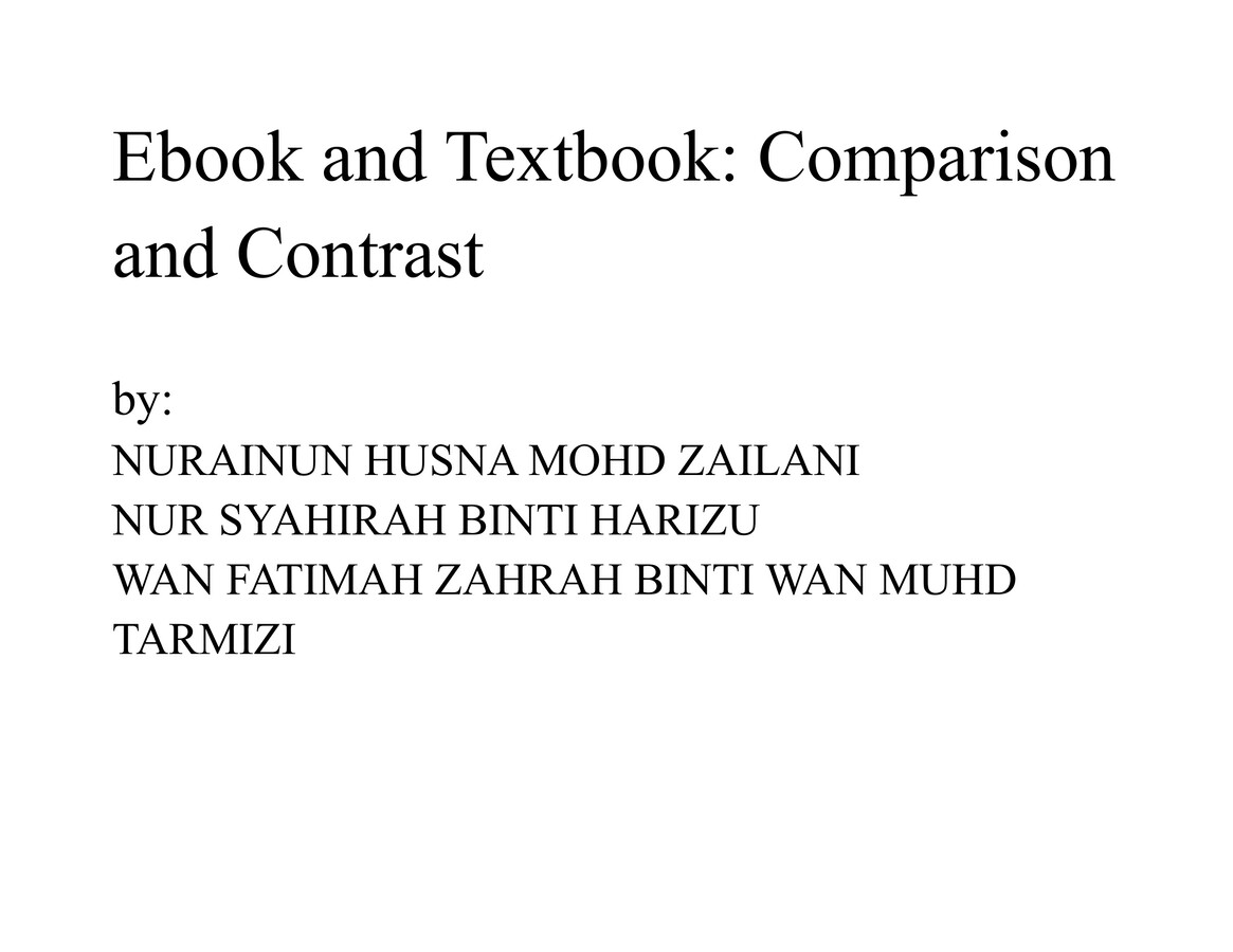 Ebook and Textbook : Comparison and Contrast by... - Flipsnack