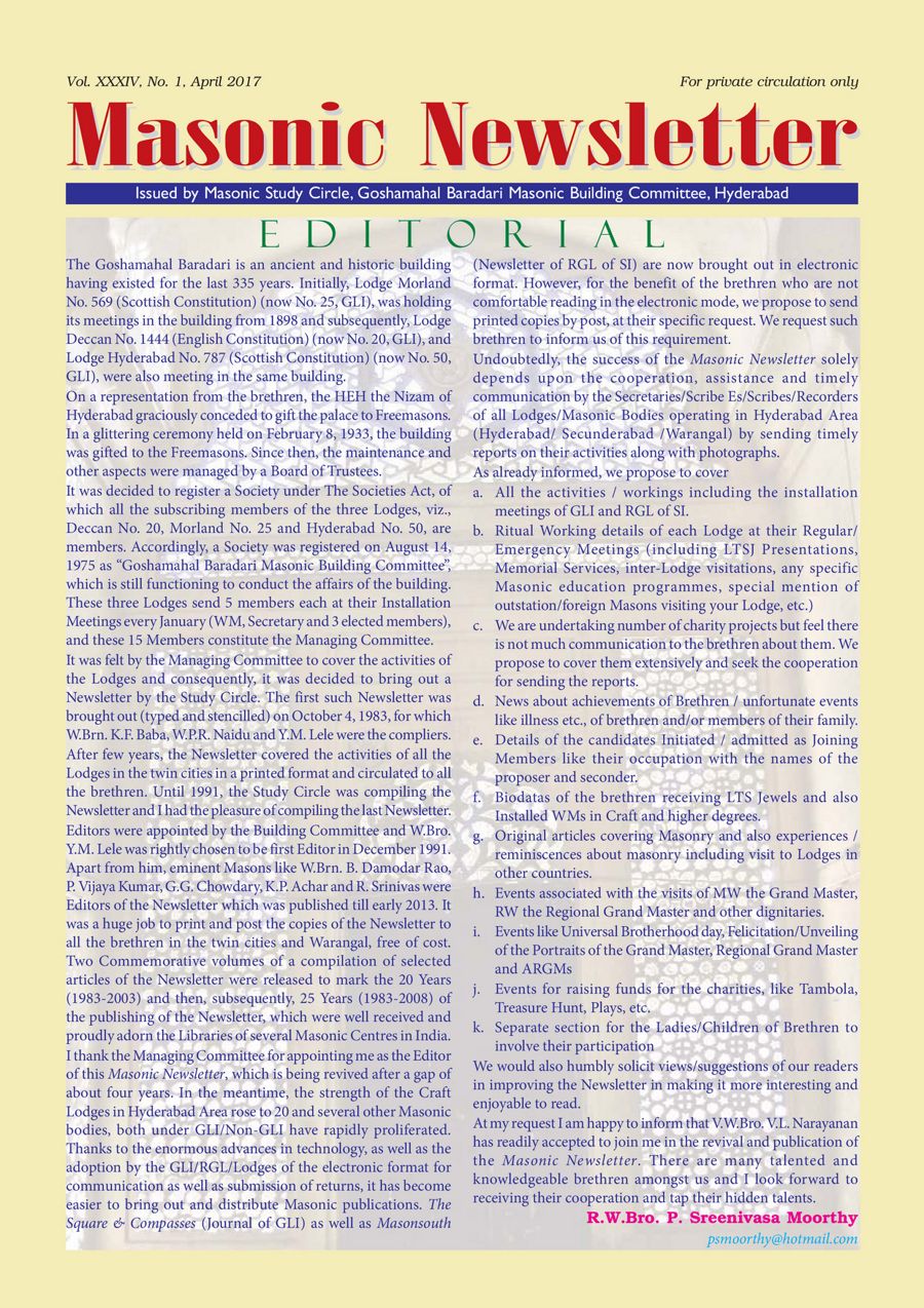 Masonic Newsletter April 2017 by Anup Patwari - Flipsnack
