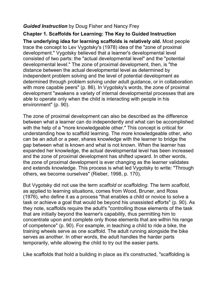 Scaffolding - Guided Instruction by Doug Fisher and Nancy Frey-1 by ...