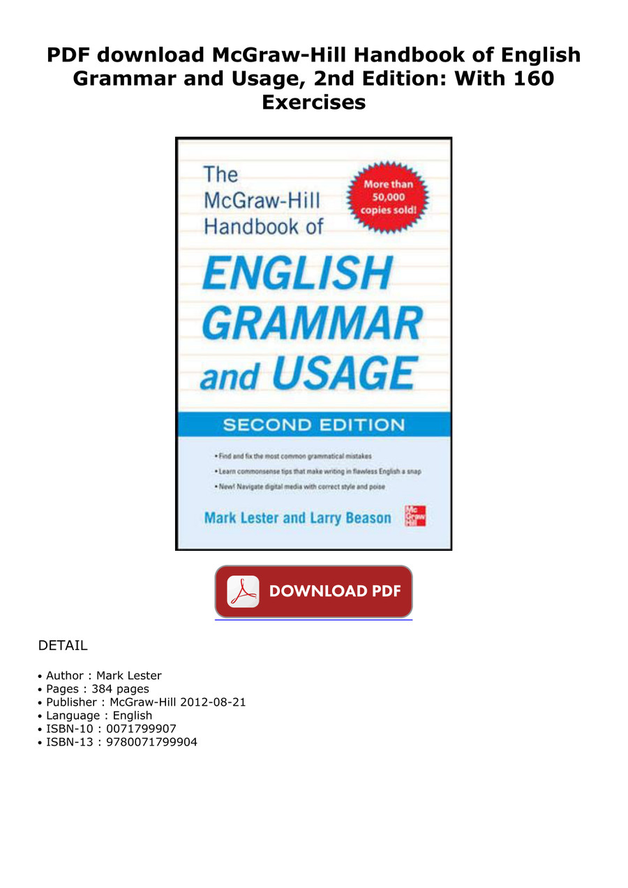 PDF download McGraw-Hill Handbook of English Grammar and Usa by ...