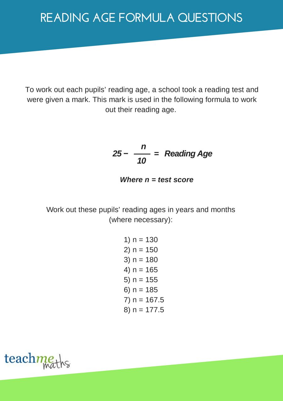 Reading Age Formula Questions by Peter Godden - Flipsnack
