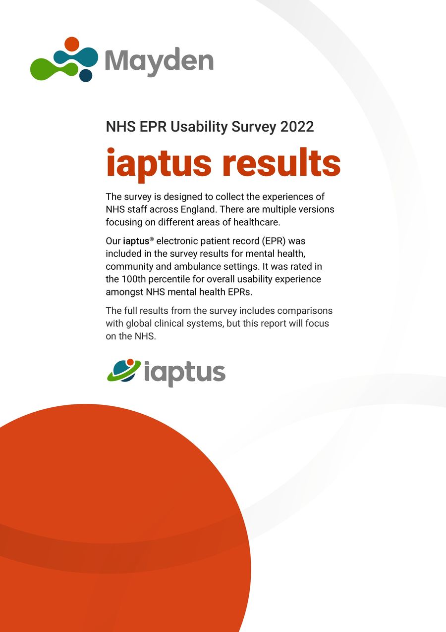 NHS EPR usability survey results for iaptus EPR