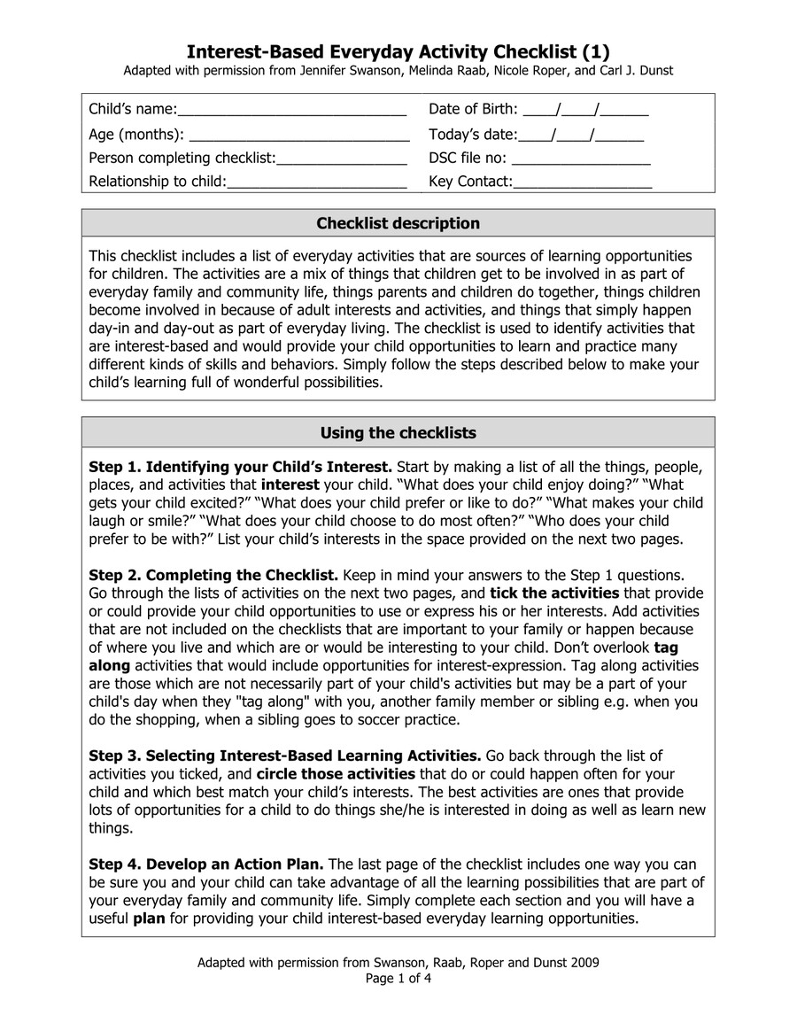 Interest Checklist 1: Dunst Australian by ECIA - Flipsnack