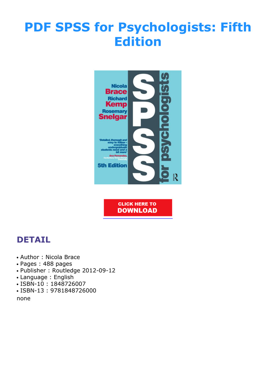 PDF SPSS for Psychologists: Fifth Edition by wulstigen - Flipsnack