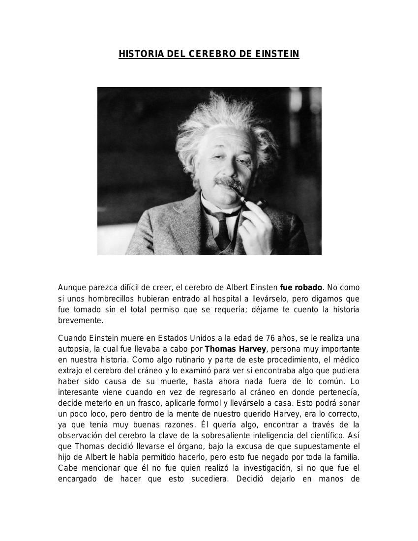 Historia Del Cerebro De Einstein By Miriamlt07 Flipsnack